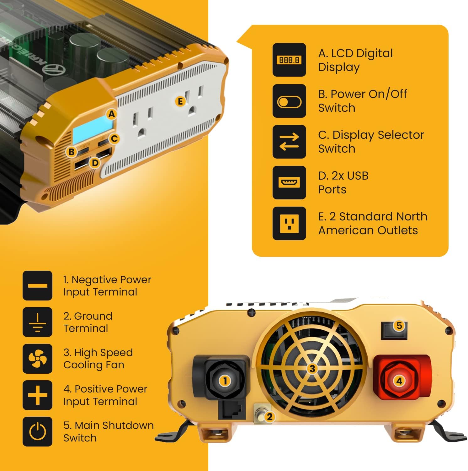 KR2000 - 2000 Watt Power Inverter | Krieger Electric